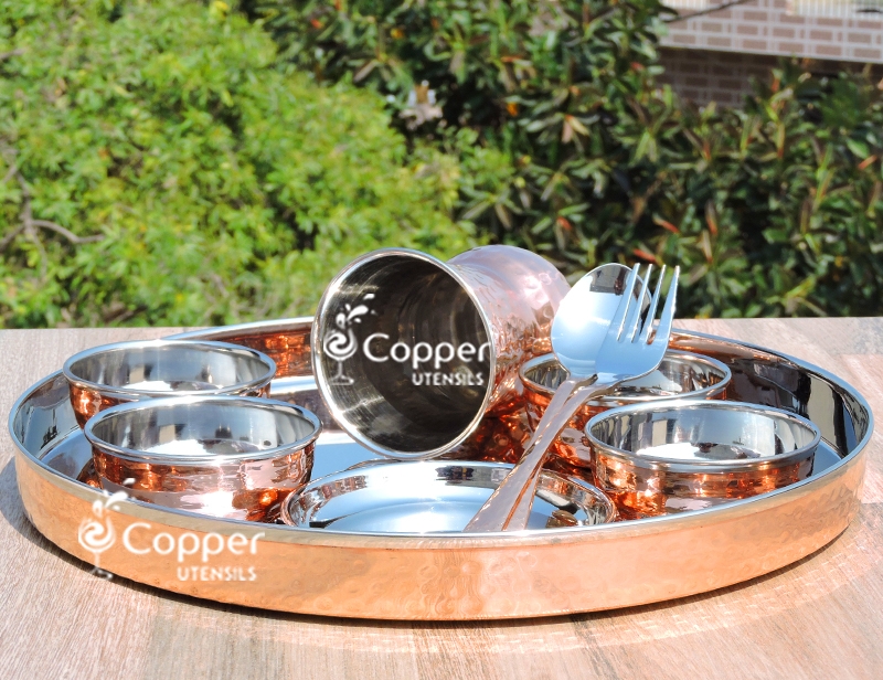 Pure Copper Steel Traditional Thali for Indian Dishes Set of 1 | Copper ...