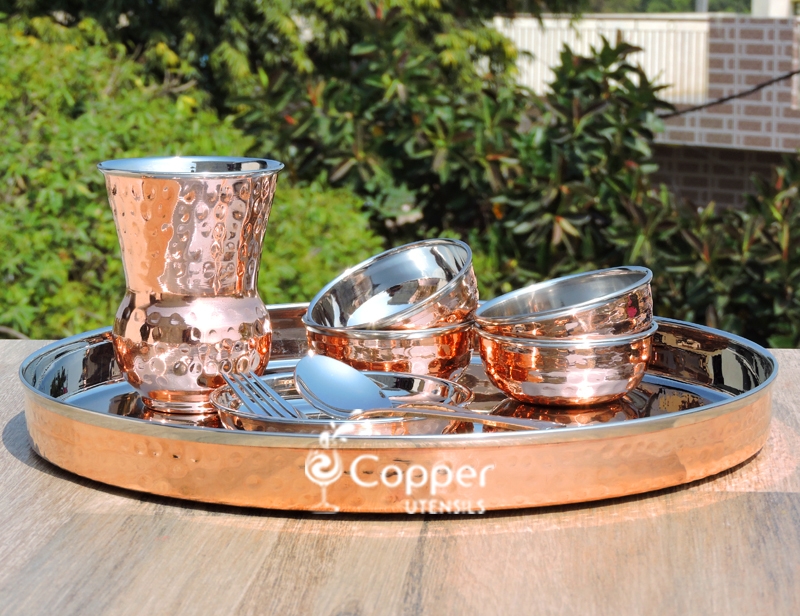Pure Copper Steel Traditional Thali for Indian Dishes Set of 1 | Copper ...