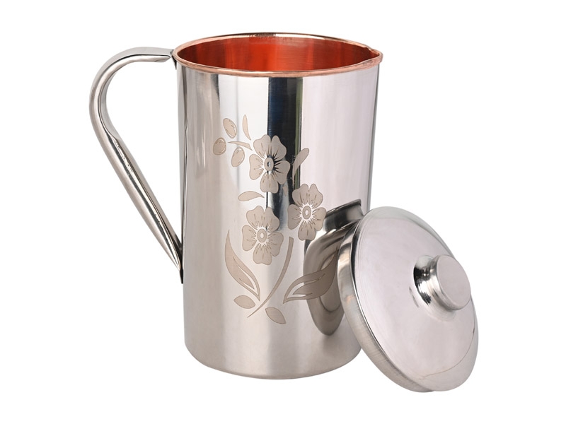 opper & Stainless Steel Jug with Floral Design for Health