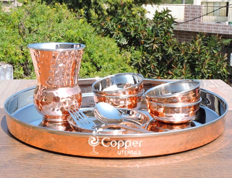 Pure Copper Steel Traditional Thali for Indian Dishes Set of 1 | Copper ...