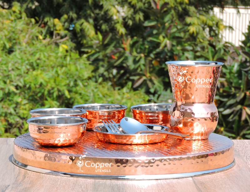 Pure Copper Steel Traditional Thali for Indian Dishes Set of 1 | Copper ...